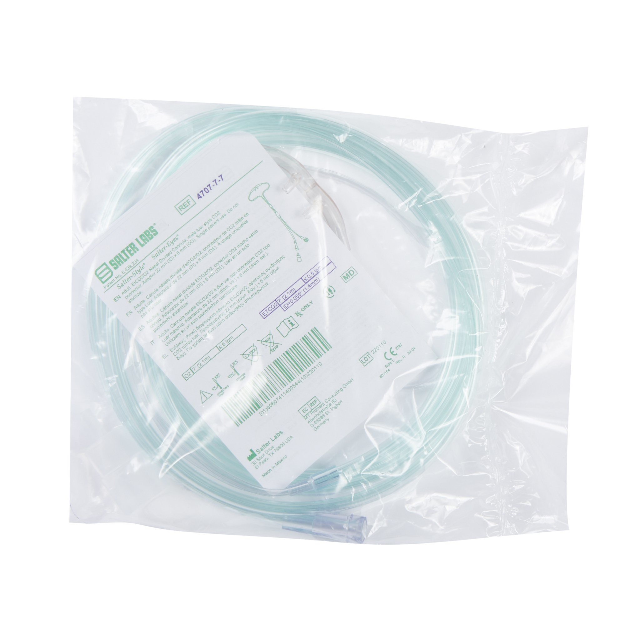 ETCO2 Nasal Sampling Cannula Adult Curved Prong / NonFlared Tip Case of ...