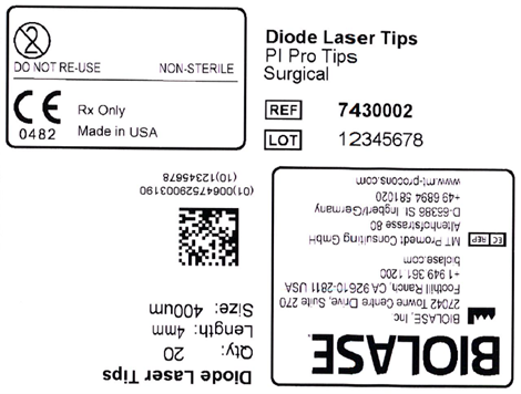 Diode Laser Tips PI Pro Tips E3 Length 4mm Size 400um Pack of 20 ...